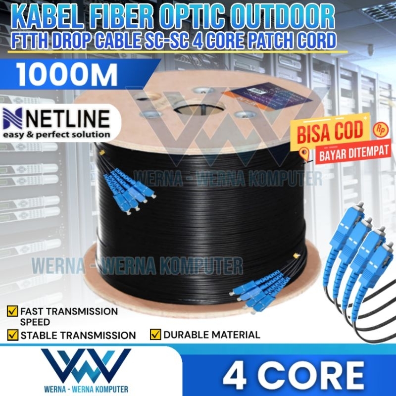 Jual NETLINE KABEL FIBER OPTIC FO SC 4 CORE PRECON FTTH OUTDOOR 50 / 100 / 150 / 200 / 300 / 500 ...