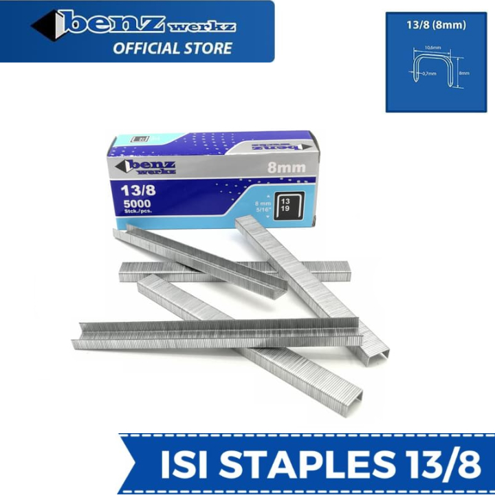 Jual Isi Staples Paku Tembak 13/8 8mm U 5000pcs BENZ / Refil Refill Isi ...