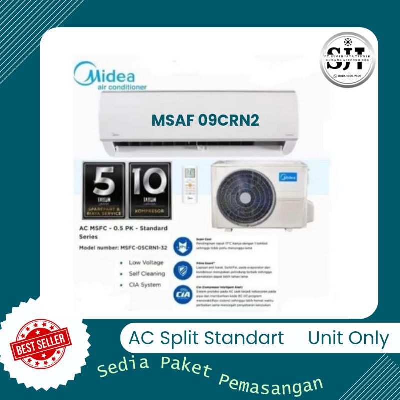 Jual AC Midea Standart 1pk MSAF 09CRN2 AC Split Freon R32 Unit only ...