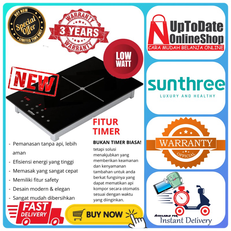 Jual KOMPOR INDUKSI SUNTHREE IH-1C HE IH1C HE IH 1CHE PORTABLE KOMPOR ...