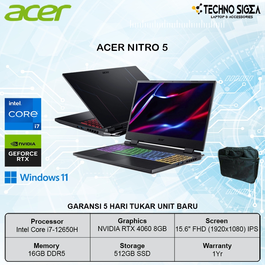 Jual ACER Nitro 5 AN515 i7 12650 RTX4060 8GB 16GB 512GB 15.6 FHD ...