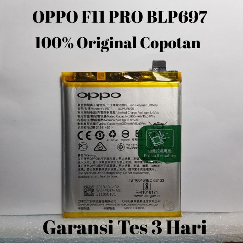 Jual BATERAI OPPO F11 PRO BLP697 ORIGINAL COPOTAN | Shopee Indonesia