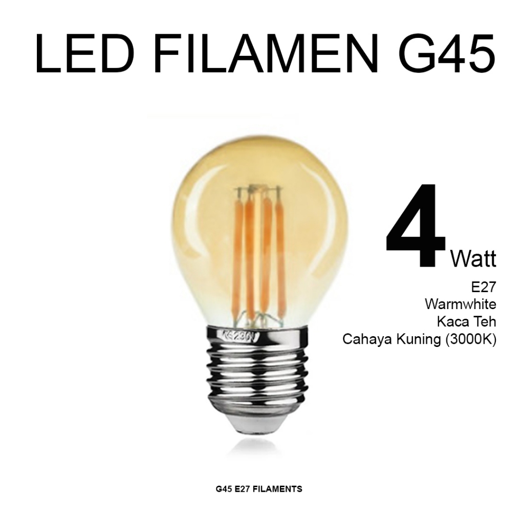 Jual Lampu LED Filamen G45 4w 4 watt Vintage Bulb E27 Warm White Filament Kaca Teh | Shopee ...