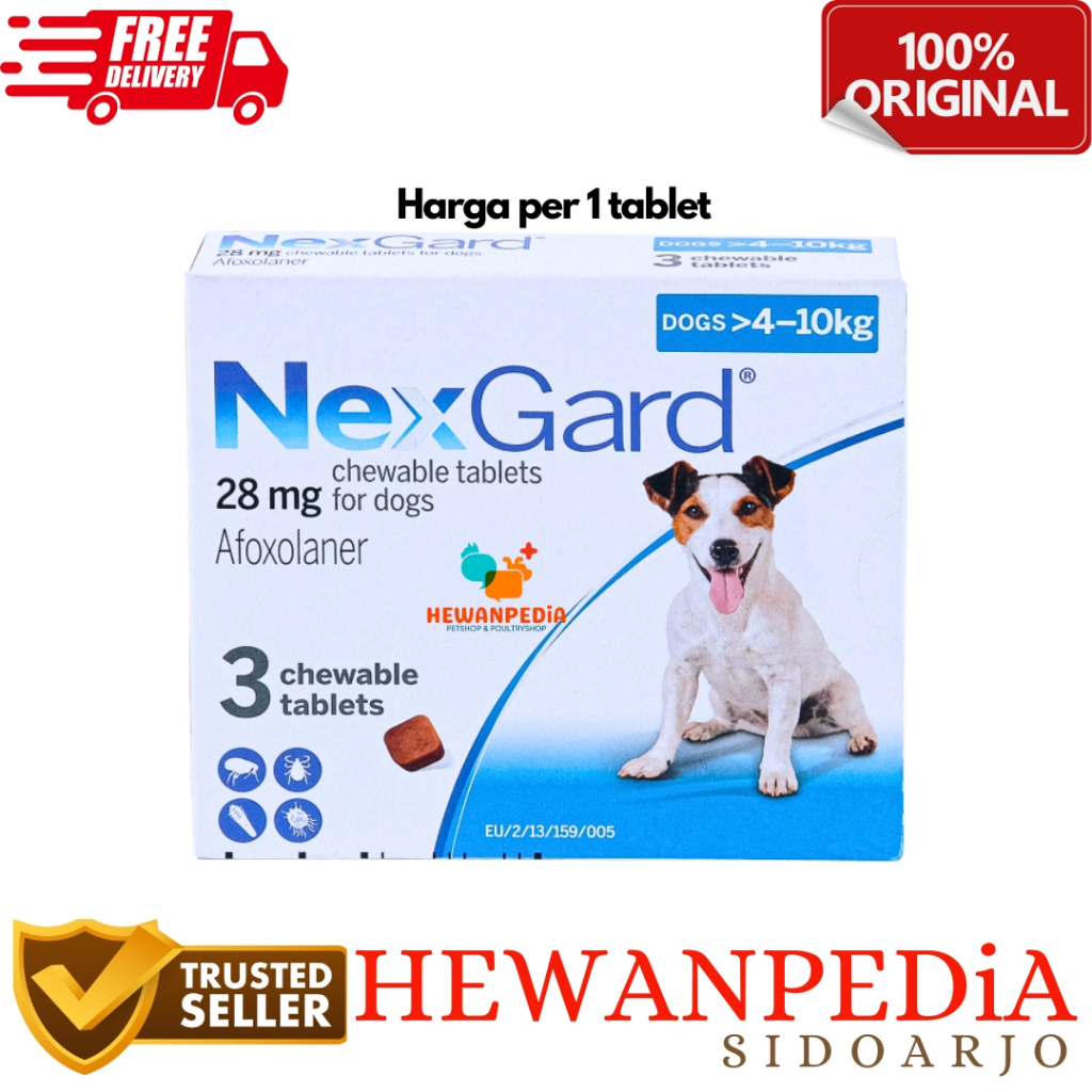 Jual NEXGARD M Anjing 4-10 Kg HEWANPEDIA - Tablet Obat Kutu Makan Kunyah Demodex Caplak | Shopee ...