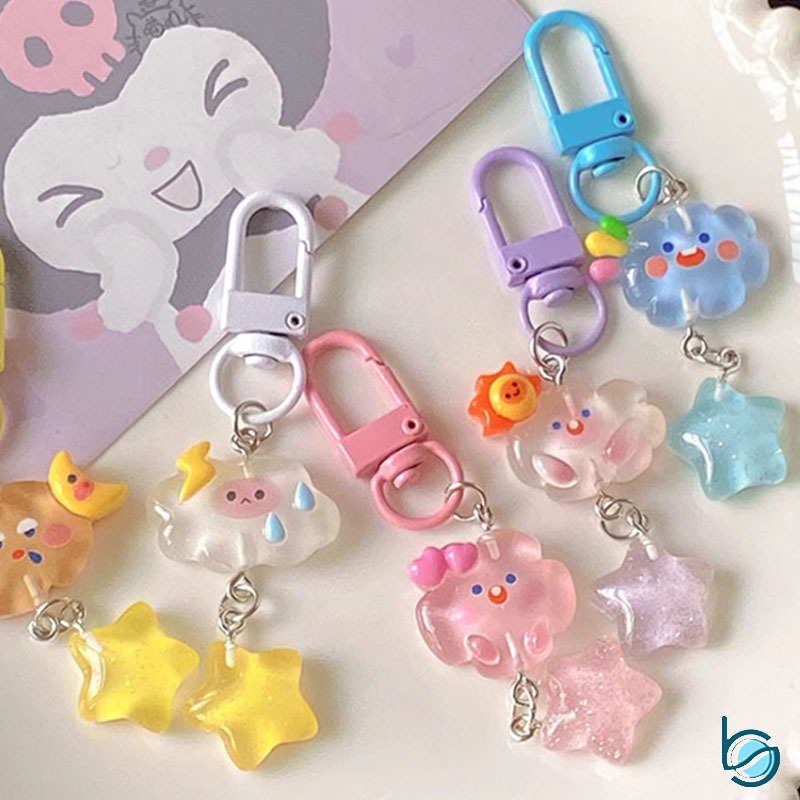 Jual Gantungan Kunci Lucu Motif Awan,Bintang,Kilat/Cute Keychains ...