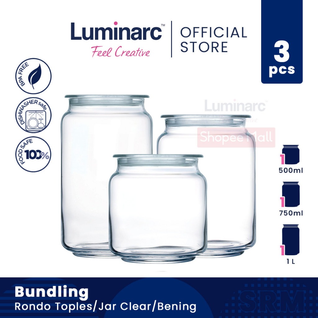 Jual LUMINARC Bundling Toples/Jar Rondo Bening/Clear - 3pcs | Shopee ...