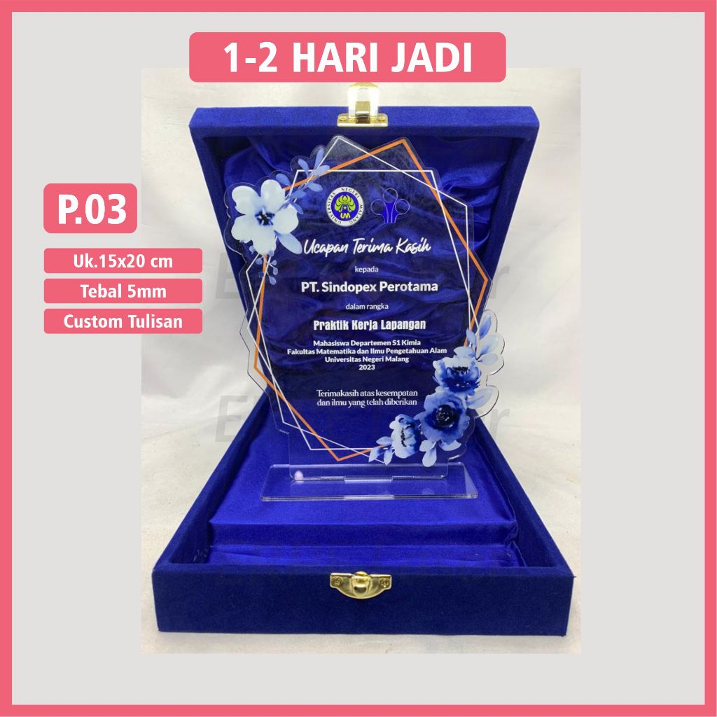Jual P.03 PLAKAT AKRILIK Tebal 5mm Uk.15x20cm | Plakat Laser | Plakat ...