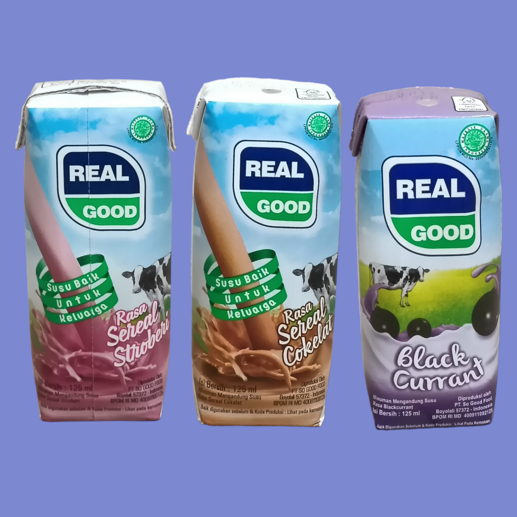 Jual REAL GOOD SUSU UHT COklat, Stroberi, & Blueberry KOTAK 125ml [4 ...