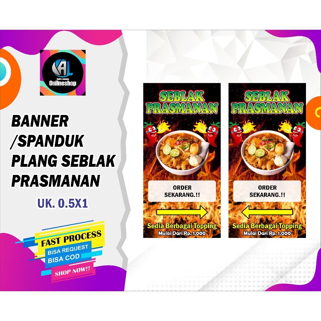Jual Banner, Spanduk Seblak Prasmanan(Model A) Kanan Kiri | Shopee ...