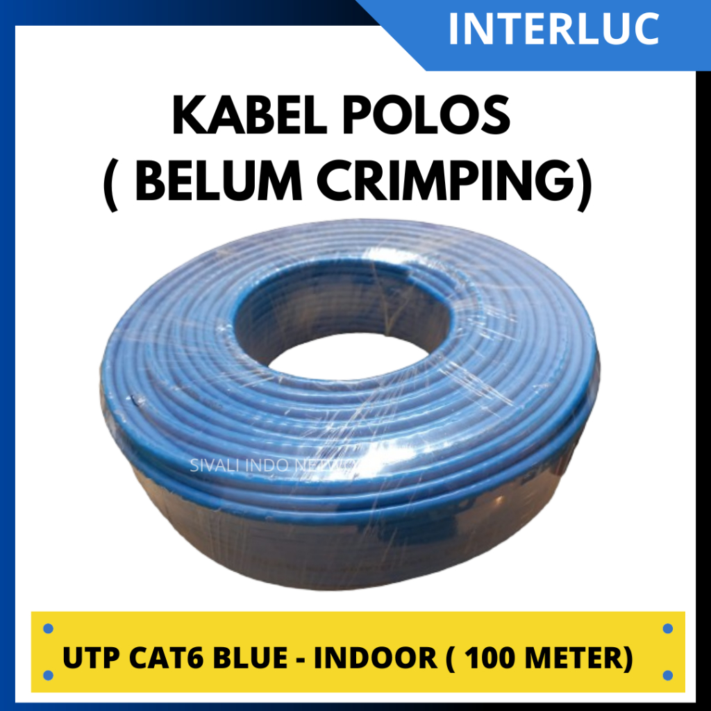 Jual Kabel Lan Indoor UTP Cat6 Cat 6 INTERLUC 100 Meter Warna Biru ...