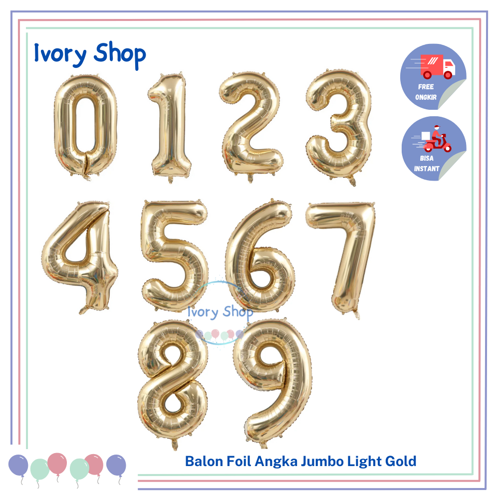 Jual Balon Foil Angka Jumbo white Gold Ukuran 100cm | Shopee Indonesia