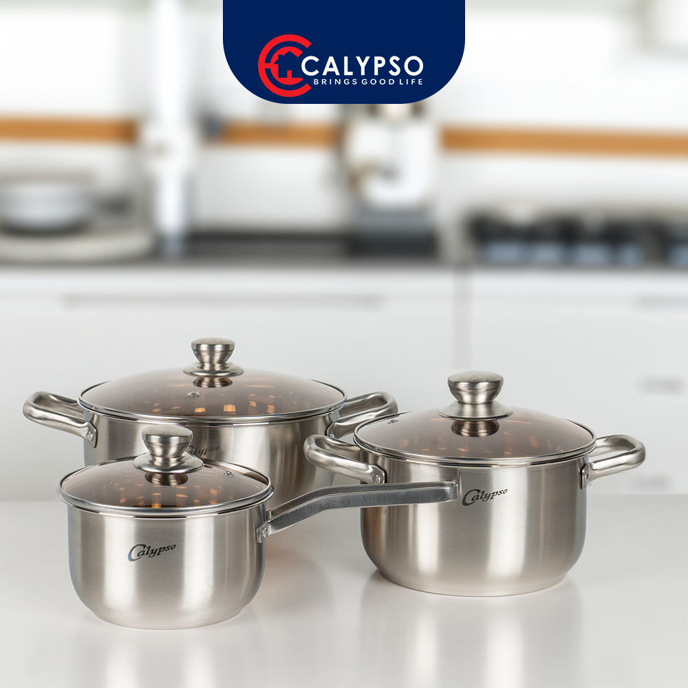 Jual Calypso Panci Set 3pcs MultiFungsi Stainless Steel Tutup Kaca ...