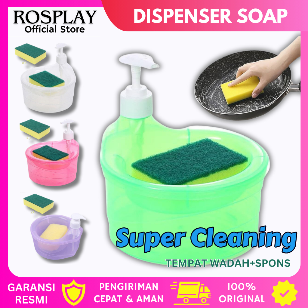 Jual Tempat Sabun Bulat 1000ml Spons Cuci Piring 2in1 Dispenser Sabun ...