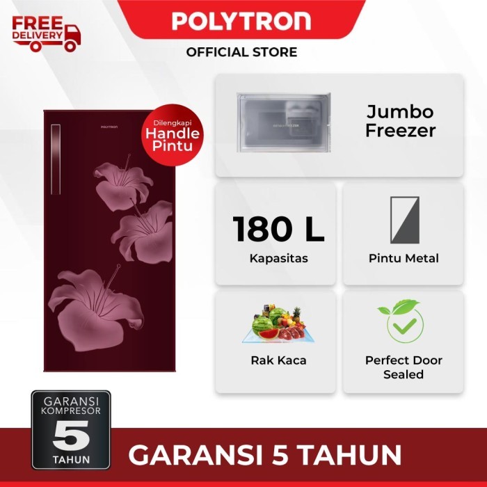 Jual POLYTRON Kulkas 1 Pintu Metallic 180 Liter PRB186R PRB 186RKulkas ...