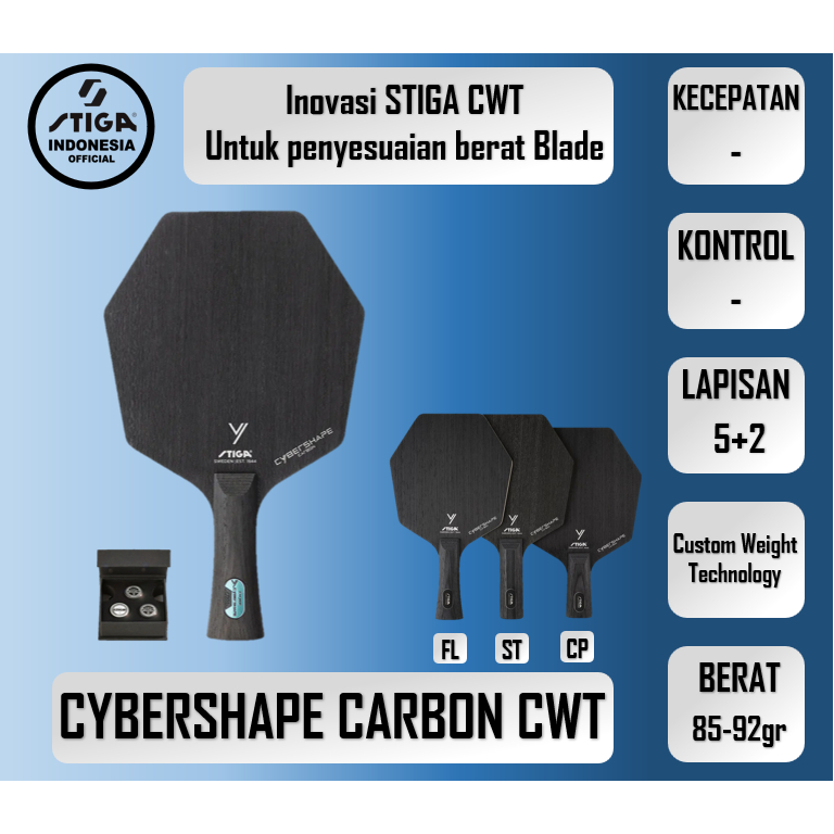 Jual STIGA Cybershape Carbon CWT | Kayu Blade Pingpong Standar ITTF JTTAA | Shopee Indonesia