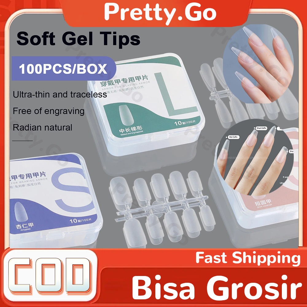 Jual 100 Pcs Nail Art Soft gel tips / nail extension / Kuku Palsu ...