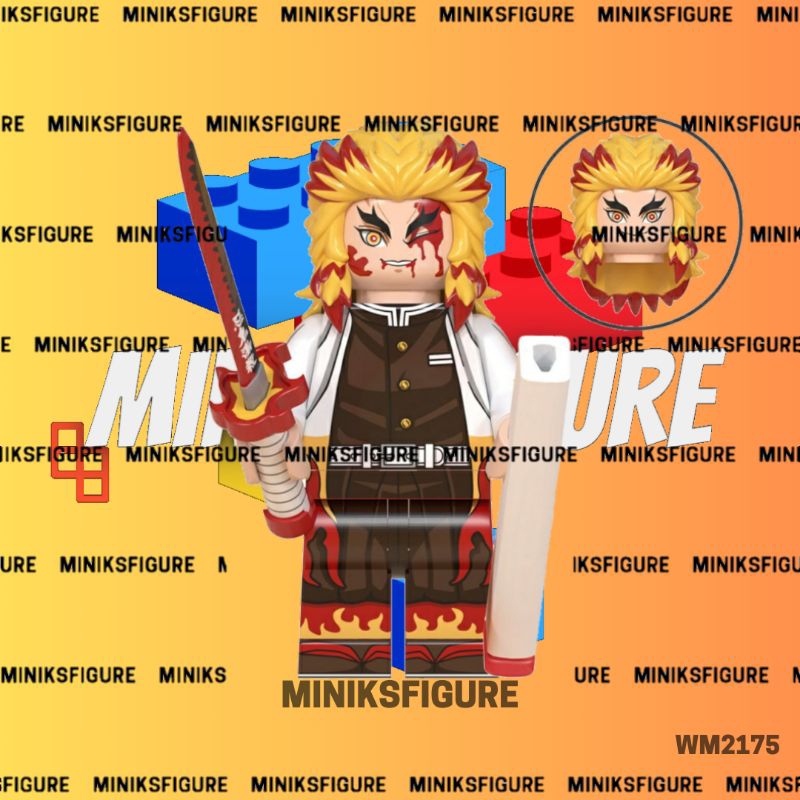 Jual Mainan Balok Susun Figure Mini Rengoku Kyojuro | Kimetsu no Yaiba ...