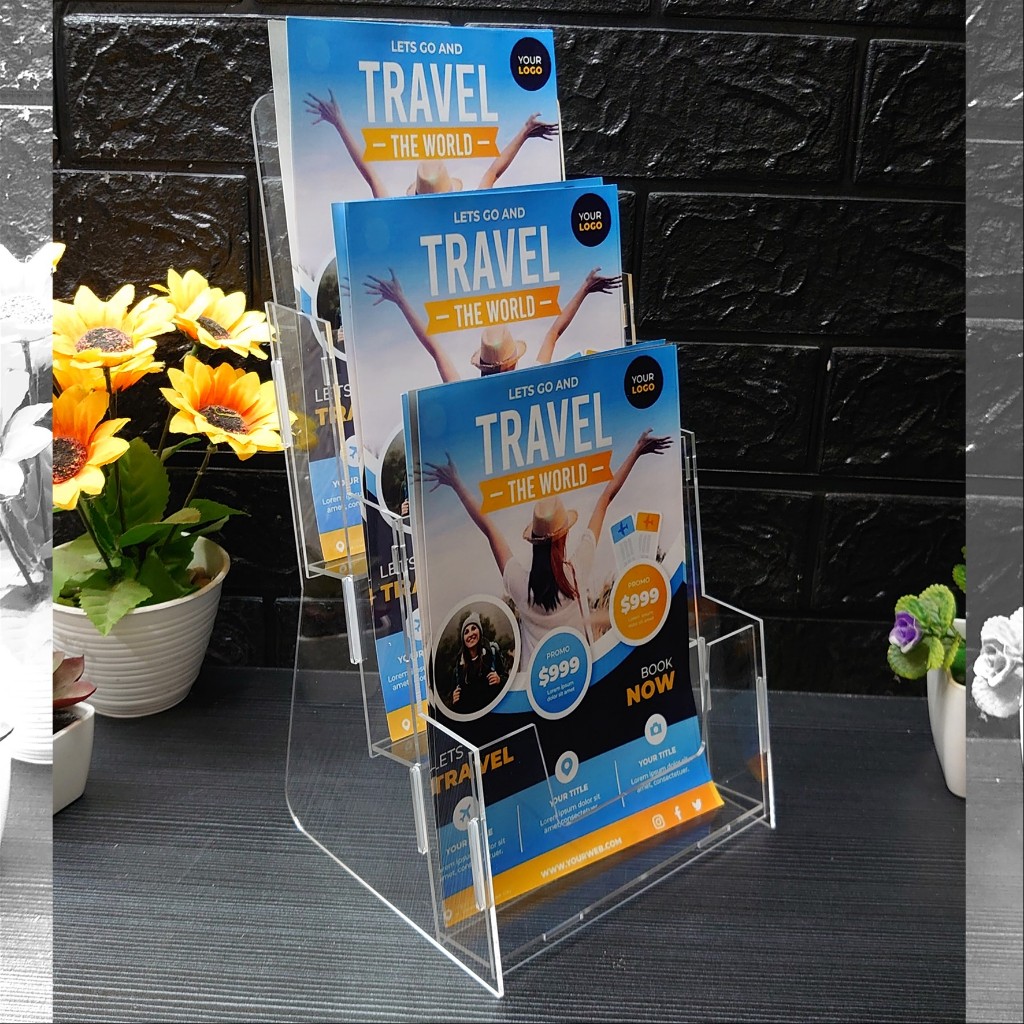 Jual Tempat brosur Akrilik 3 Susun / Acrylic standing leaflet | Shopee ...