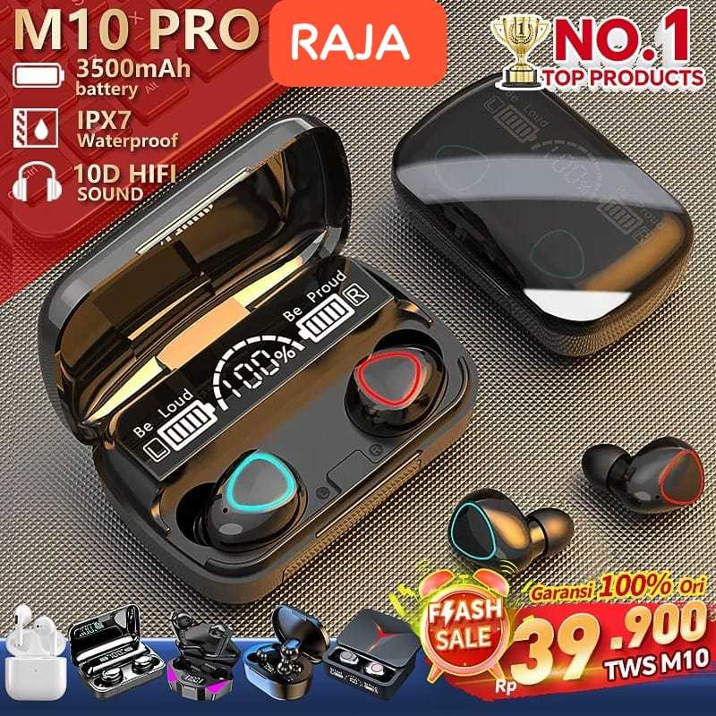 Jual M10 Headset Bluetooth Full Bass Stereo 3500mAh Power Bank Wireless Earphone Tahan Air TWS ...