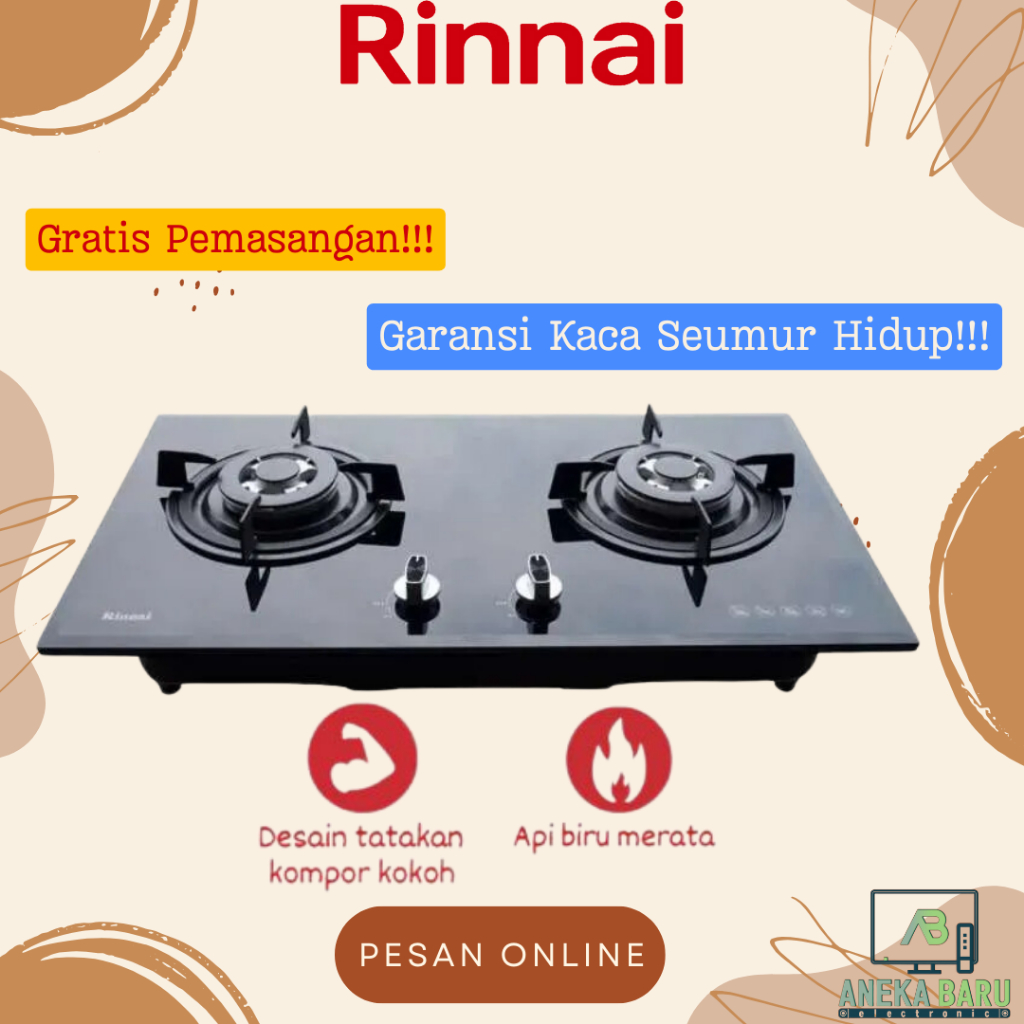 Jual [READY & COD] Rinnai Kompor Gas Tanam Tempered Glass 2 Tungku RB-772ROG / 772ROG / RI 772 ...