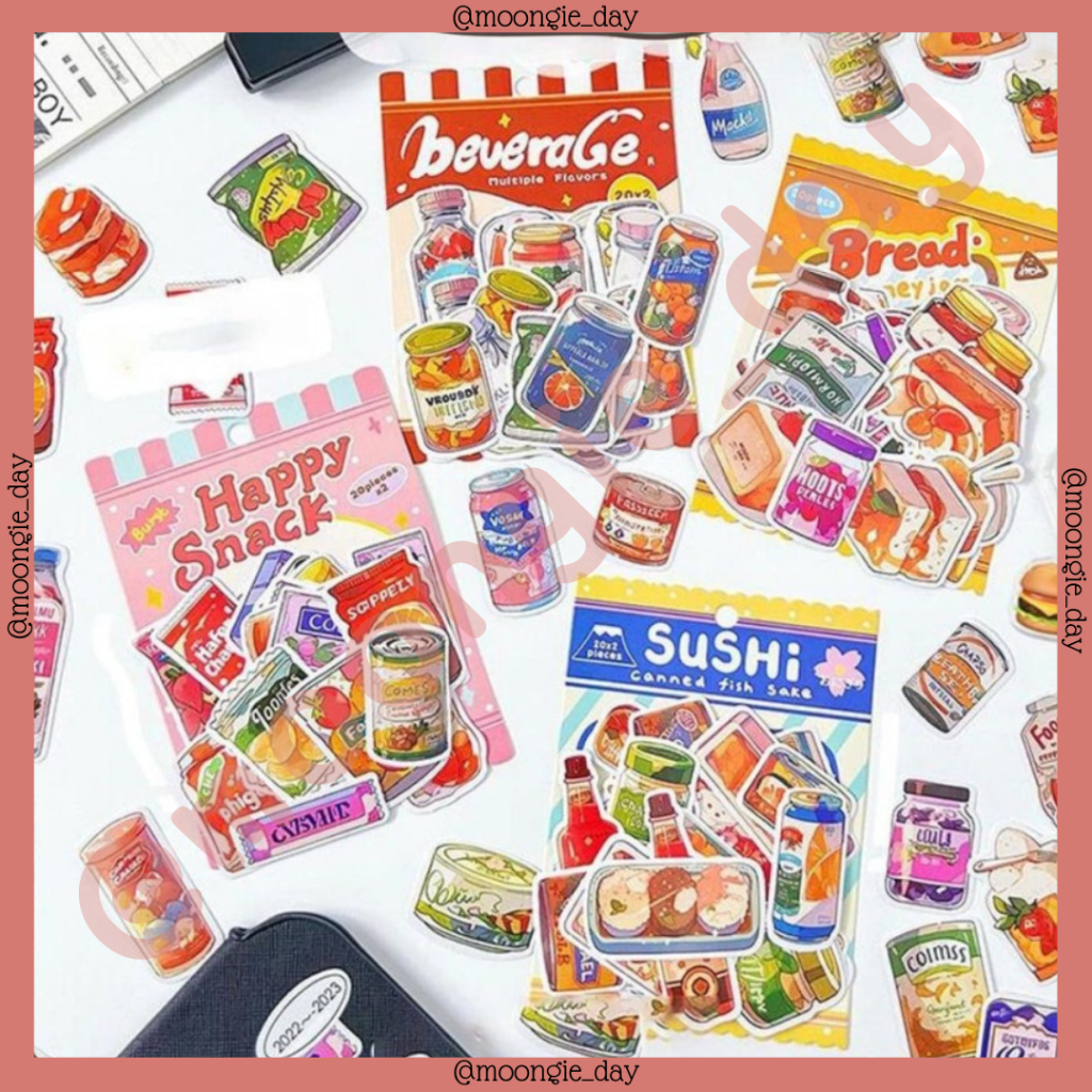 Jual 35-40 PCS/BAG STIKER KERTAS TEMA BREAD SUSHI BEVERAGE MAKANAN DAN ...