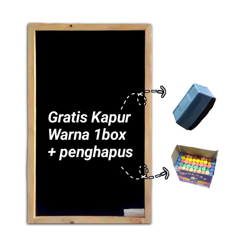 Jual Papan Tulis Kapur 50x80cm Tanpa kaki (Gratis kapur warna 1 Box ...