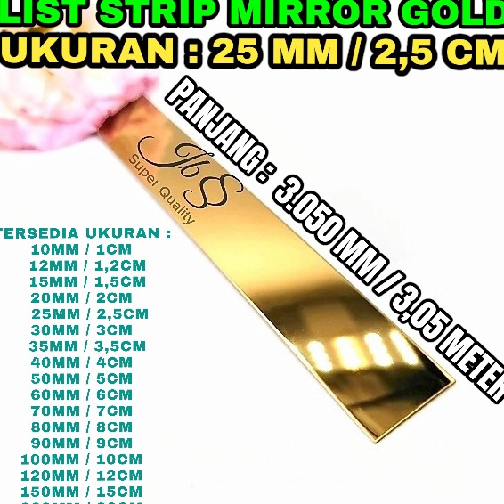 Jual FCe LIST PLAT STRIP MIRROR GOLD 25MM35CMxT 8MM STAINLESS SS 21 ...