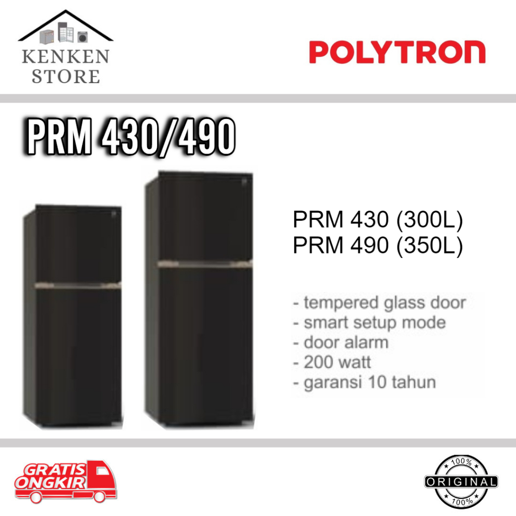 Jual KULKAS POLYTRON 2 PINTU PRM 430 LEMARI ES 2 PINTU TEMPERED GLASS ...