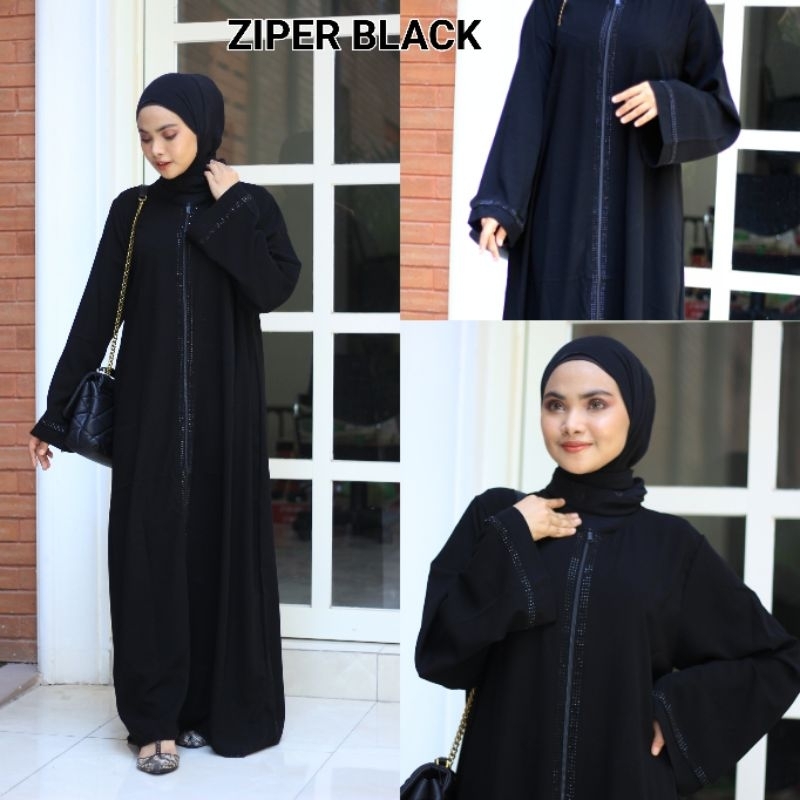 Jual abaya gamis hitam turkey ziper zipper black jetblack saudi ...