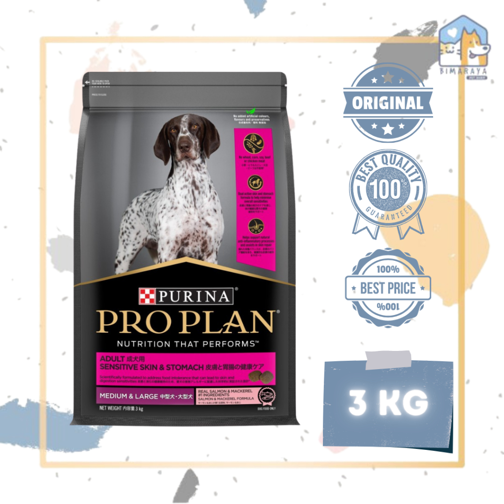 Jual PROPLAN DOG ADULT SENSITIVE SKIN & STOMACH MEDIUM & LARGE 3 KG ...