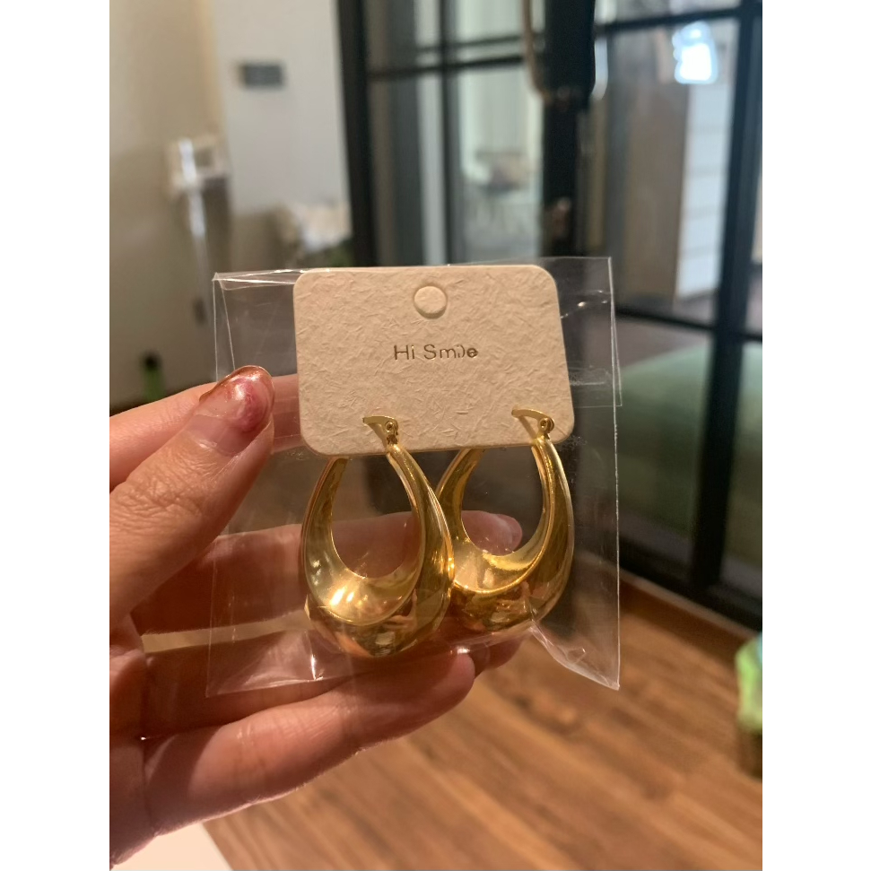 Jual ANTING SIMPLE WARNA GOLD BENTUK BULAT PANJANG EROPA STYLE | Shopee ...