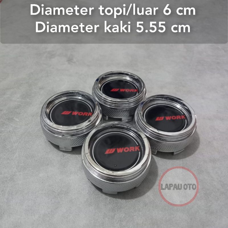Jual dop velg racing variasi work 6 cm silinder chrome harga 4 pcs ...