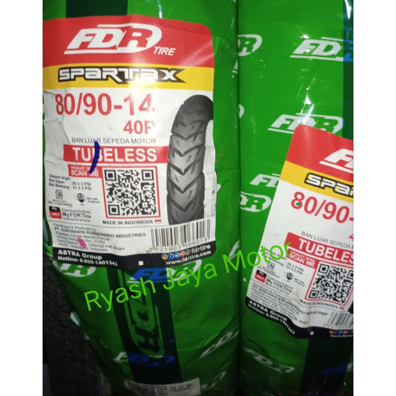 Jual Ban Tubeless / Tube type FDR Spartax ukuran 90/90-14 For Vario 125 ...