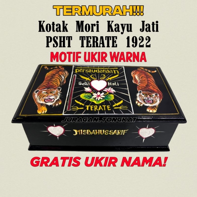 Jual Kotak Mori PSHT Kayu Jati Ukir FREE UKIR NAMA motif Ukir Warna ...