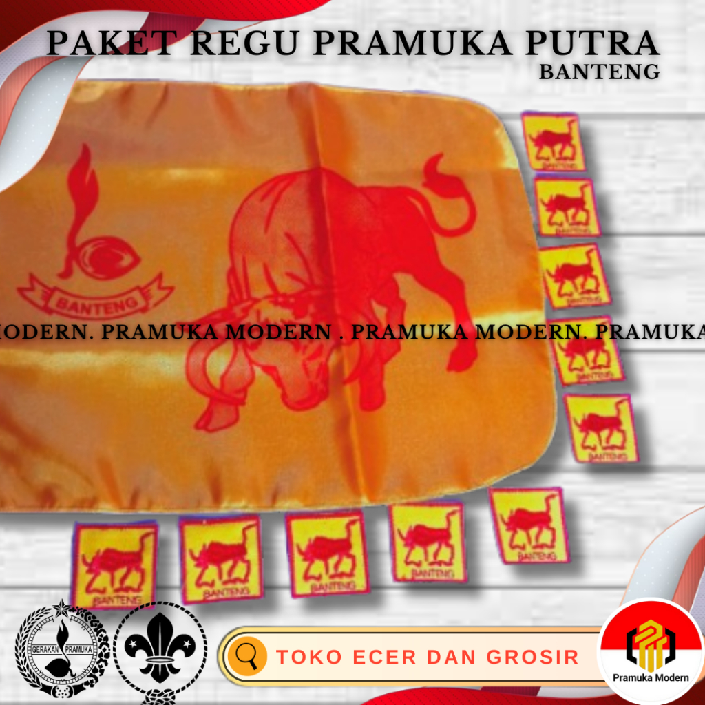 Jual Paket Regu Banteng (1 Bendera regu + 10 tanda regu ) Paket hemat ...