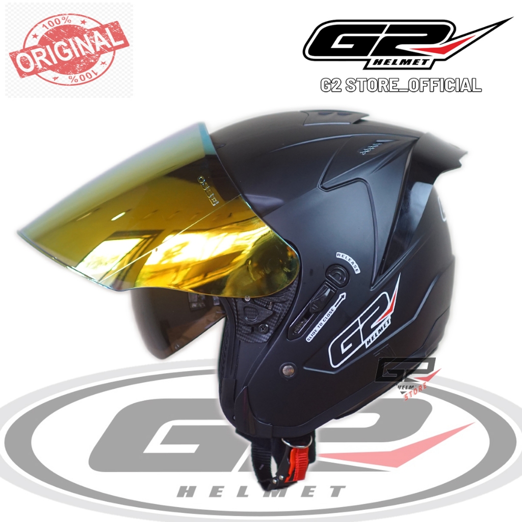 Jual HELM G2 OPTIMAX SOLID HITAM DOFF DOUBLE VISOR ORIGINAL (PAKET ...
