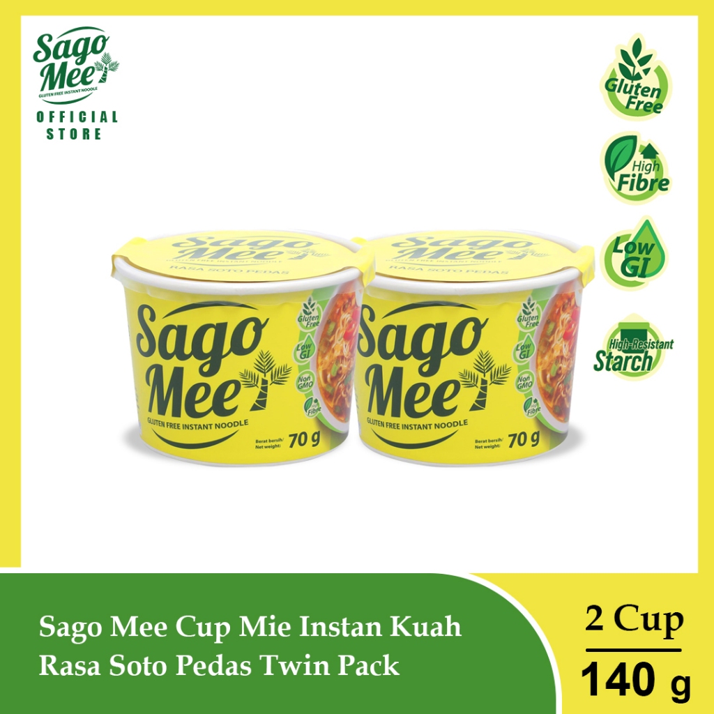 Jual Sago Mee Cup Mie Instan Kuah Rasa Soto Pedas 70 gram Twin Pack ...