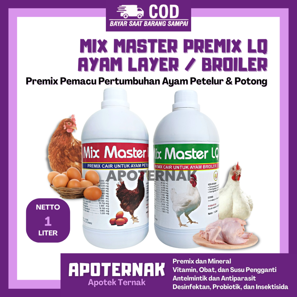 Jual MIX MASTER LQ LAYER & MIX MASTER LQ BROILER | Premix Pemacu ...