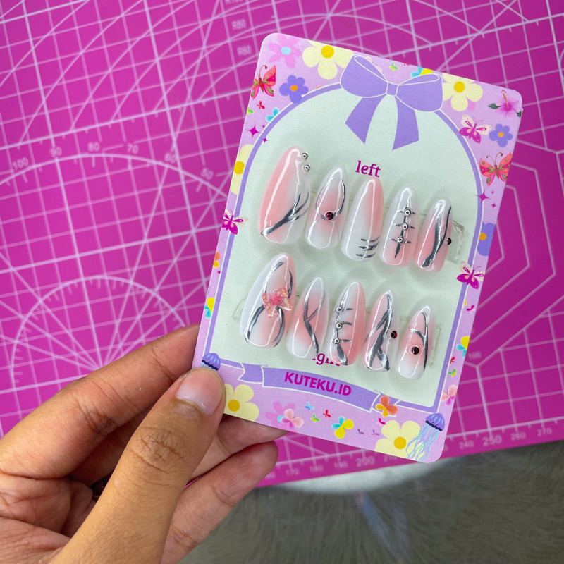 Jual Press On Nails Y2K V5 Blush Nails, bisa ganti warna | Shopee Indonesia