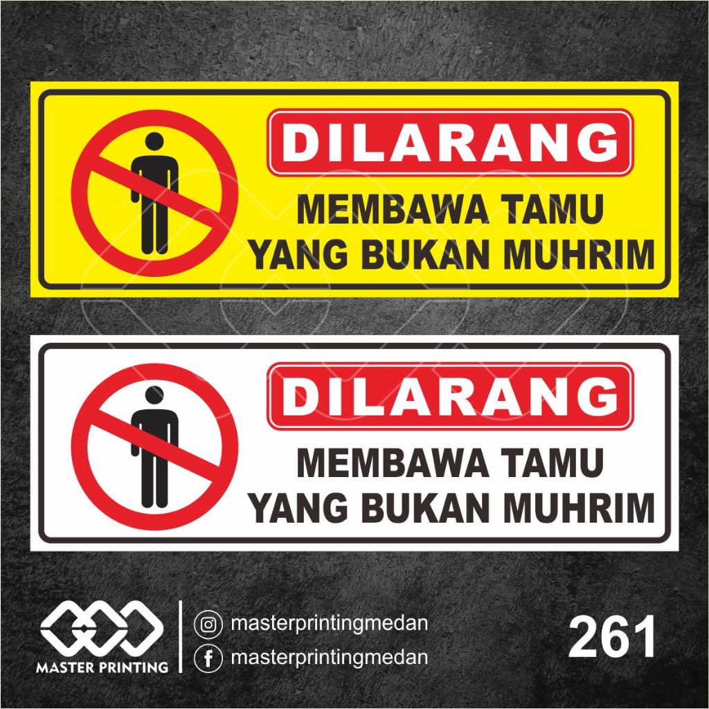 Jual 261 - Stiker Dilarang Membawa Tamu yang Bukan Muhrim, Sticker ...