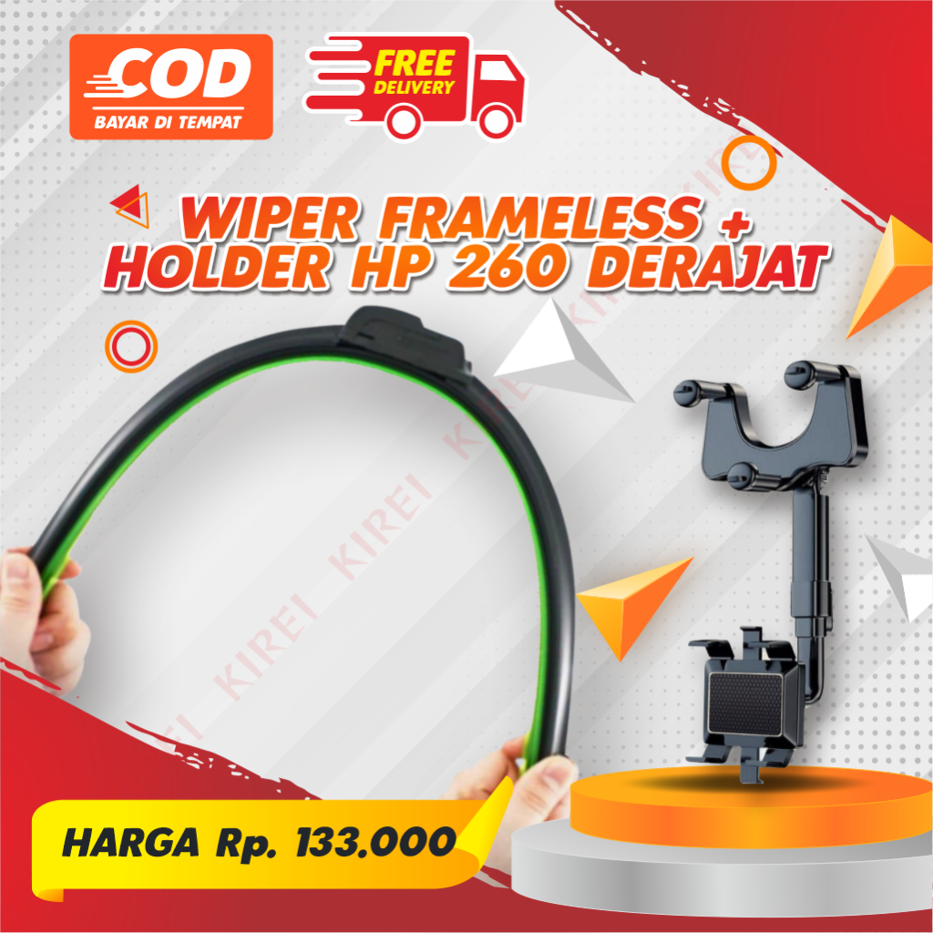 Jual BUNDLING | Wiper Frameless Holder HP Model Jepit Harga Sepasang ...