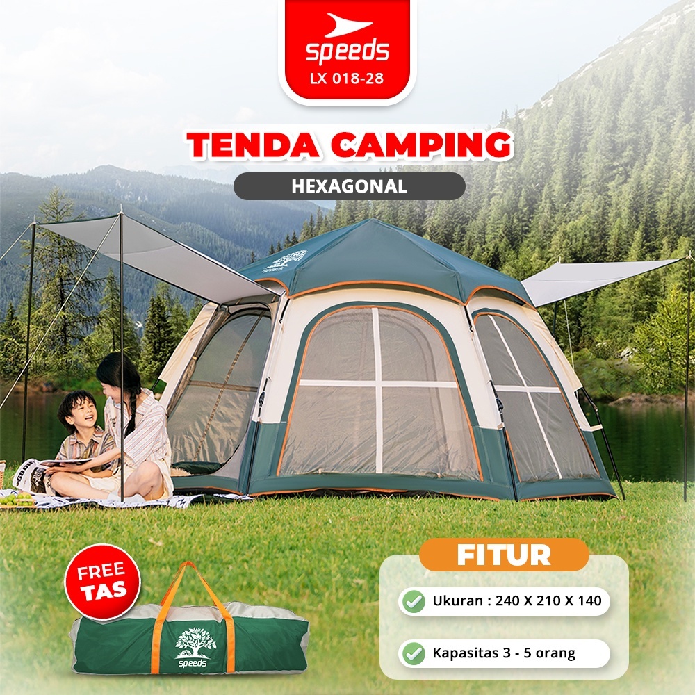 Jual SPEEDS Tenda Camping Kanopi Besar Otomatis Portabel Muat 3-5 Orang ...