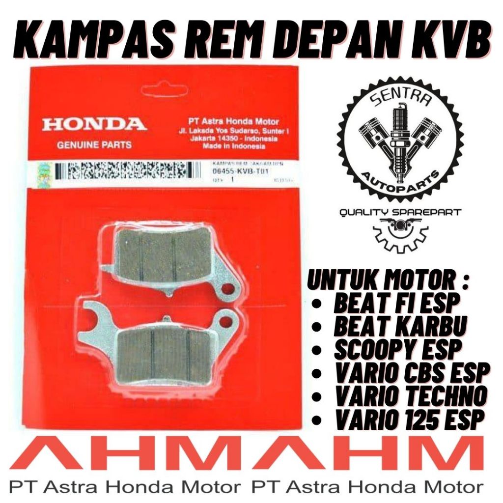 Jual Original AHM Dispad Kampas Rem Depan Honda Beat Vario Scoopy Spacy ...