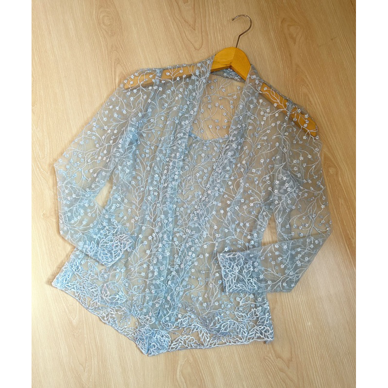 Jual kebaya kutu baru tile daun blue sky | Shopee Indonesia