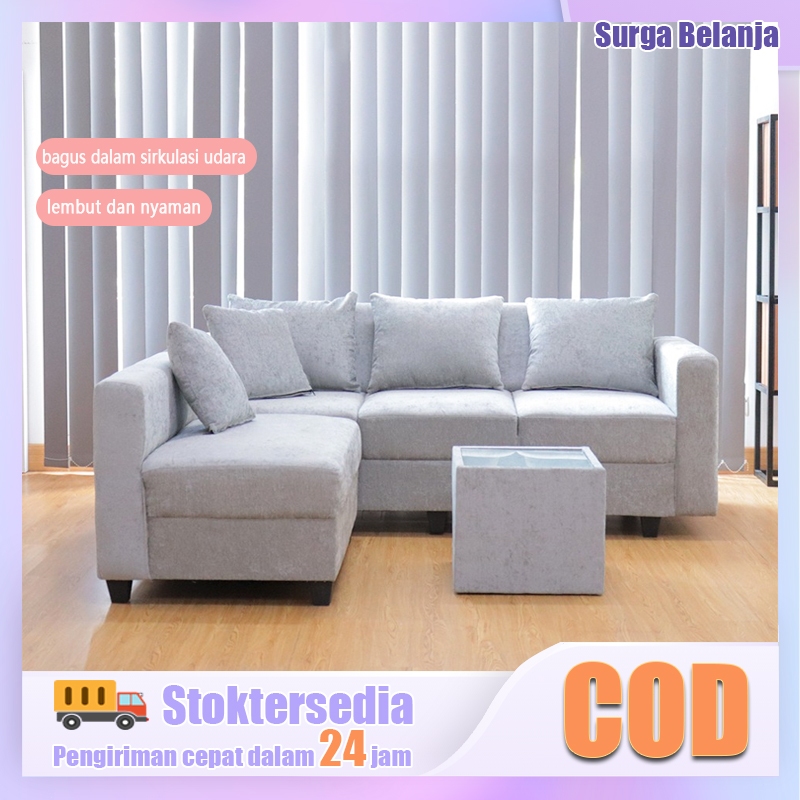 Jual Sofa L ruang tamu, sofa minimalis berbalut kain yang sederhana ...