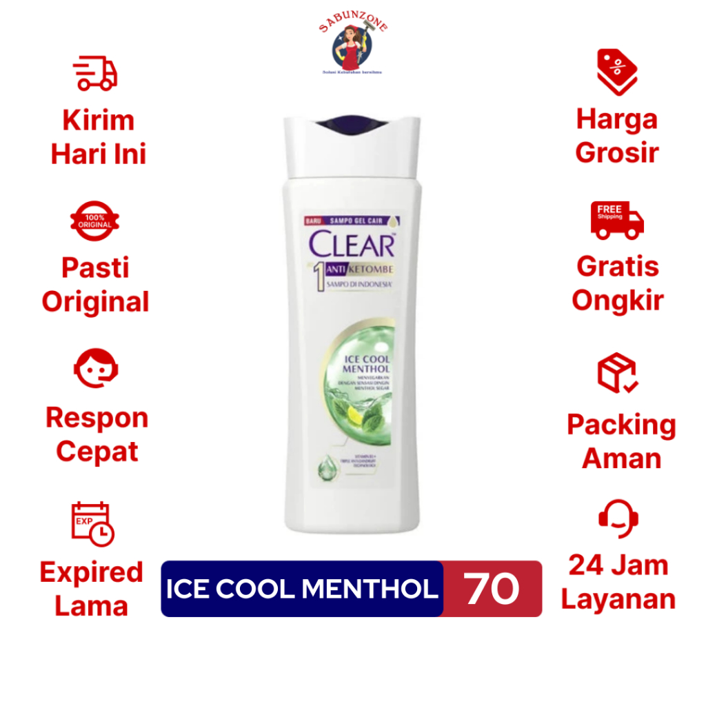 Jual Shampo Clear Ice Cool Menthol 70 ml | Shopee Indonesia