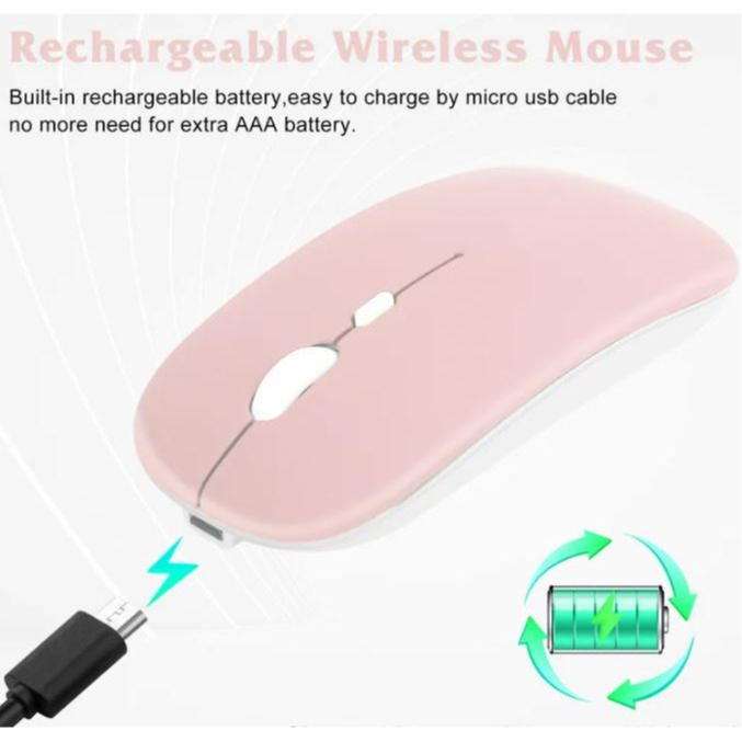 Jual Mouse Wireless Rechargeable Silent Click Mouse Bluetooth + USB ...