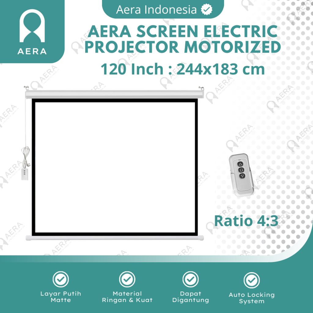 Jual Screen Projector Motorized 120 Inch Ratio 4 :3 / 16:9 | Layar ...