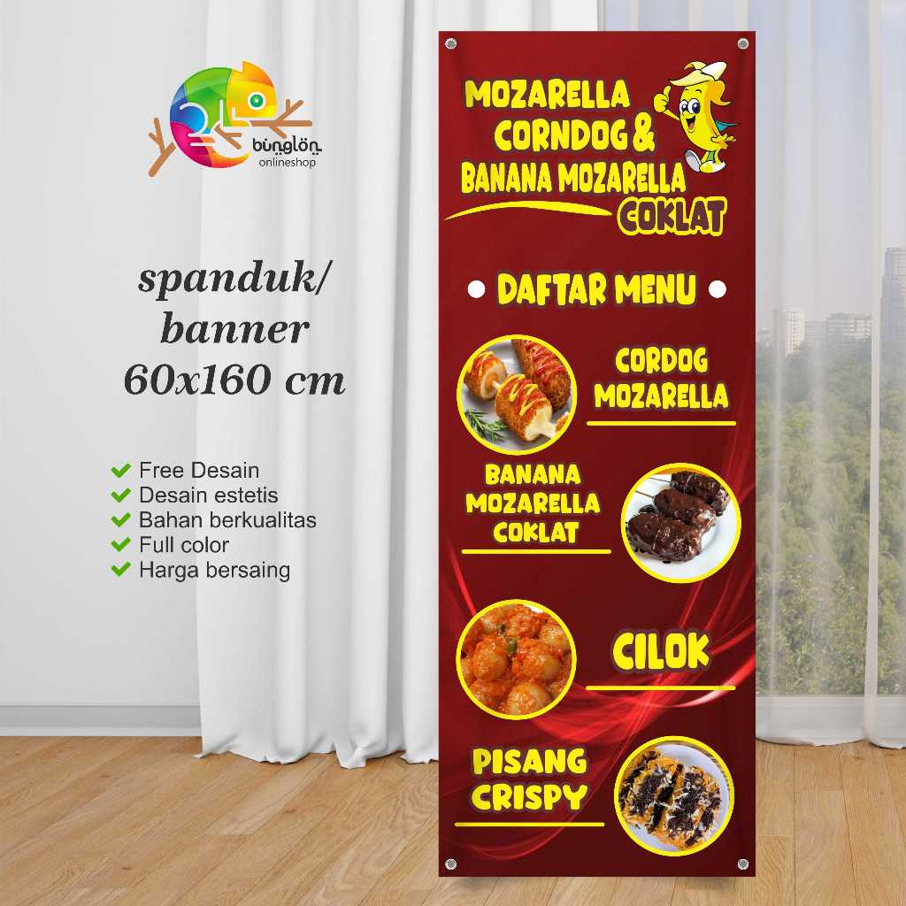 Jual Spanduk 60x160 Banner Corndog Mozarella Banana Crispy Custom ...