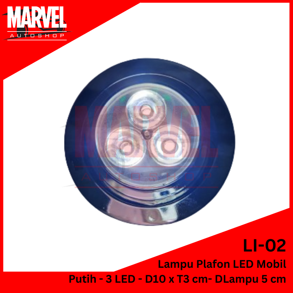 Jual LAMPU PLAFON NEON 3 LED INTERIOR AKSESORIS MOBIL LAMPU DALAM MOBIL ...
